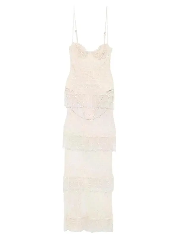 PatBO Beaded Tiered Maxi Dress - Neutrals