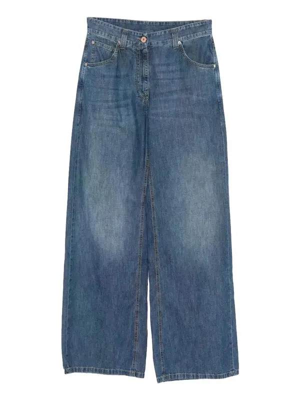 Brunello Cucinelli Embellished-detail Wide-leg Jeans - Blue