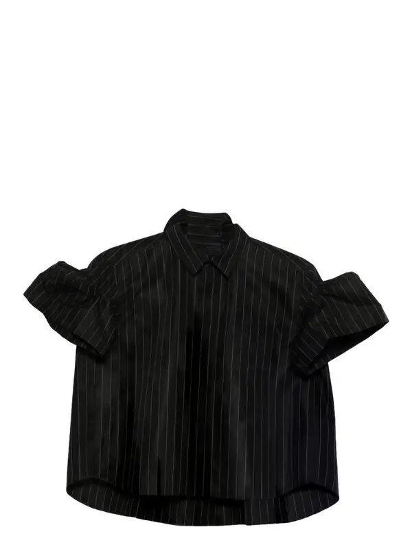 Sacai Puff-sleeved Pinstripe Shirt - Black