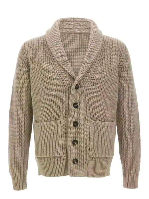FILIPPO DE LAURENTIIS Shawl-collar Patch-pocket Cardigan - Grey