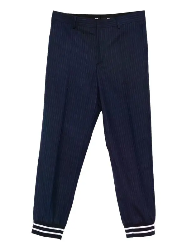 Moschino Pinstriped Trousers With Ribbed Cuffs - Blue