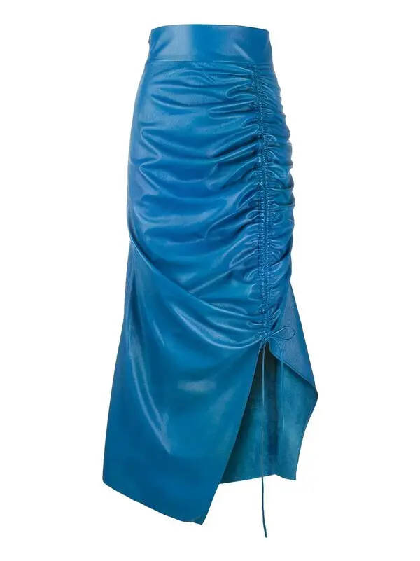 Matériel Ruched Asymmetric Skirt - Blue