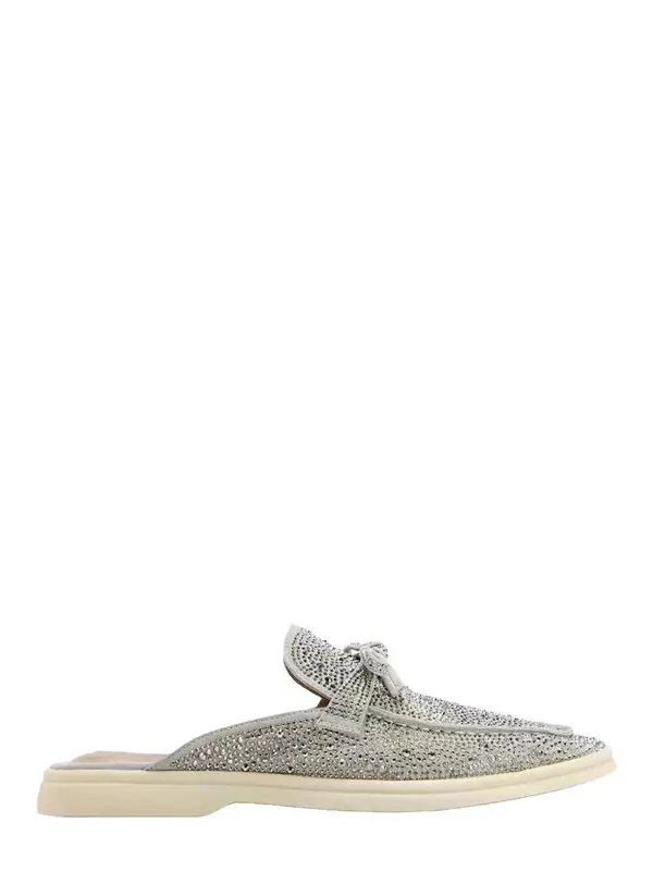 NICOLI Jezelinda Rhinestone Bow-detail Mules - Grey