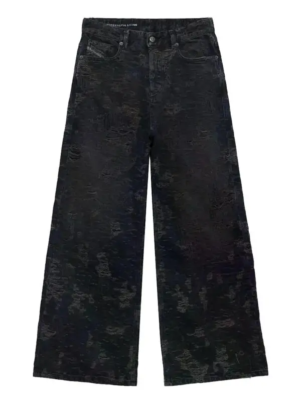 DIESEL 1996 Distressed Wide Leg Jeans - Black