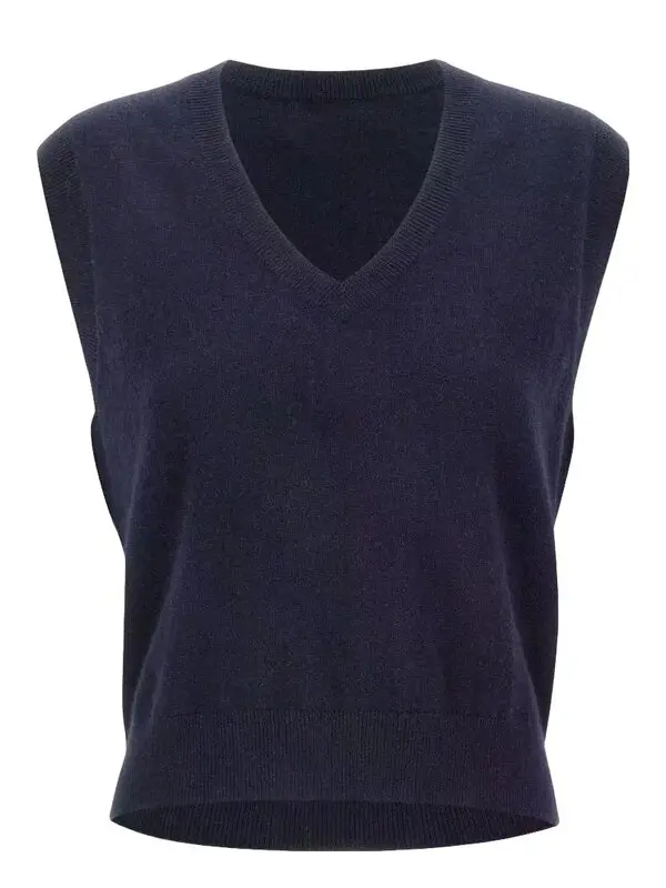 NOT SHY Ribbed V-neck Top - Blue