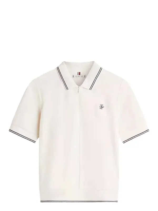 Tommy Hilfiger Striped-detail Polo Top - White