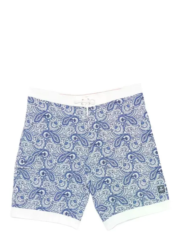 Corneliani Paisley Print Swim Trunks - Blue
