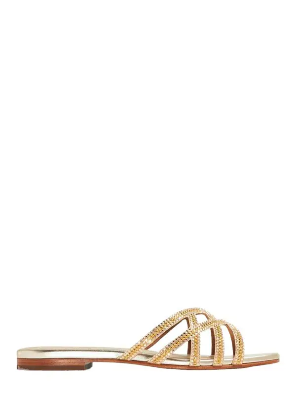 NICOLI Zuri Embellished Cross-strap Sandals - Gold