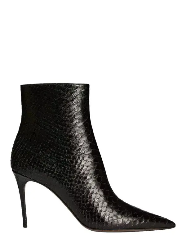 Paris Texas Vera Snake-effect Stiletto Boots - Black