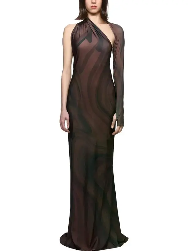 ATU BODY COUTURE One-shoulder Cutout Maxi Dress - Brown