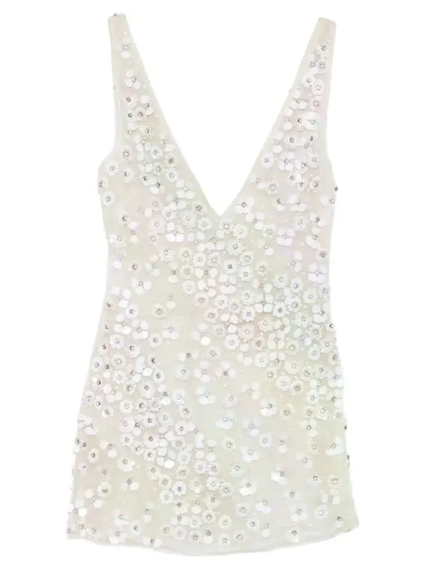 Cult Gaia Sequin Floral Mini Dress - Neutrals
