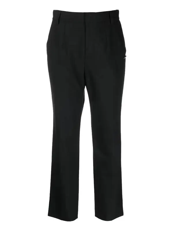 KRIZIA Cropped Wool-silk Blend Tailored Trousers - Black