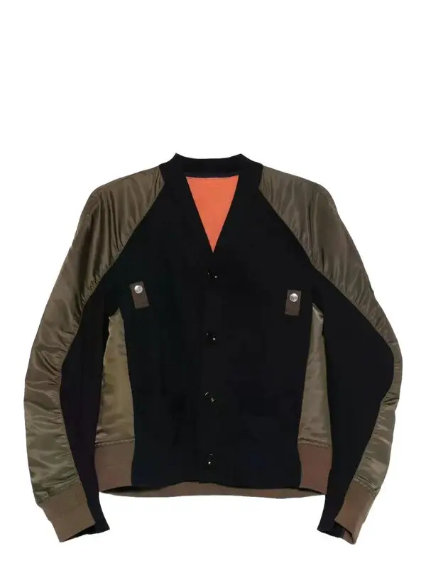 Sacai Paneled Buttoned Bomber Jacket - Blue