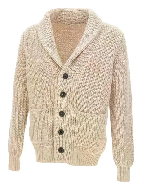FILIPPO DE LAURENTIIS Ribbed Shawl-collar Cardigan - Neutrals