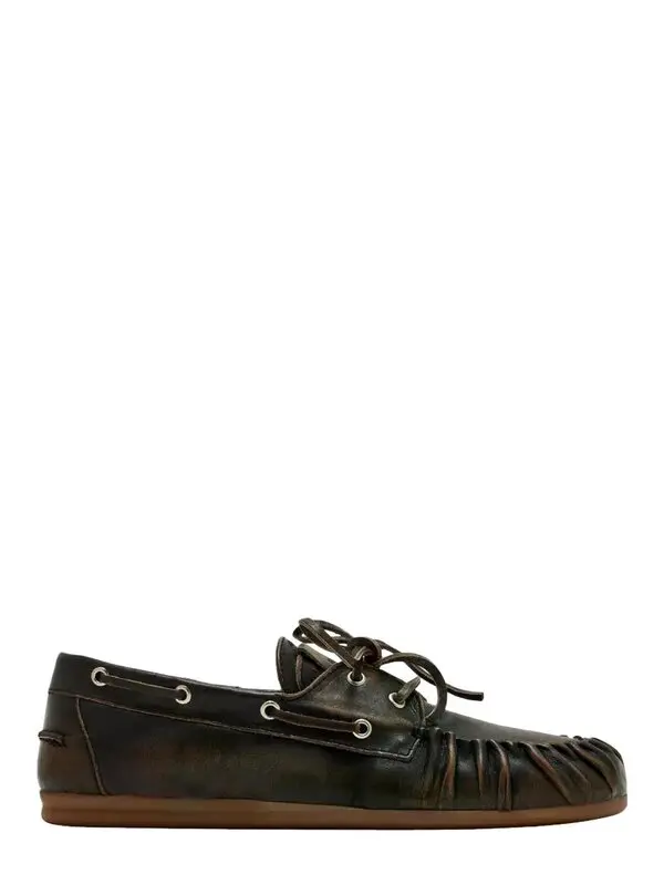 ALOHAS Brushed Lace-up Loafers - Brown