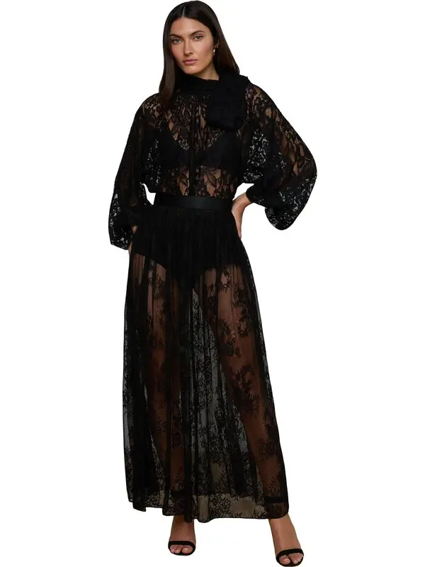 L'Agence Alona Lace Maxi Skirt - Black
