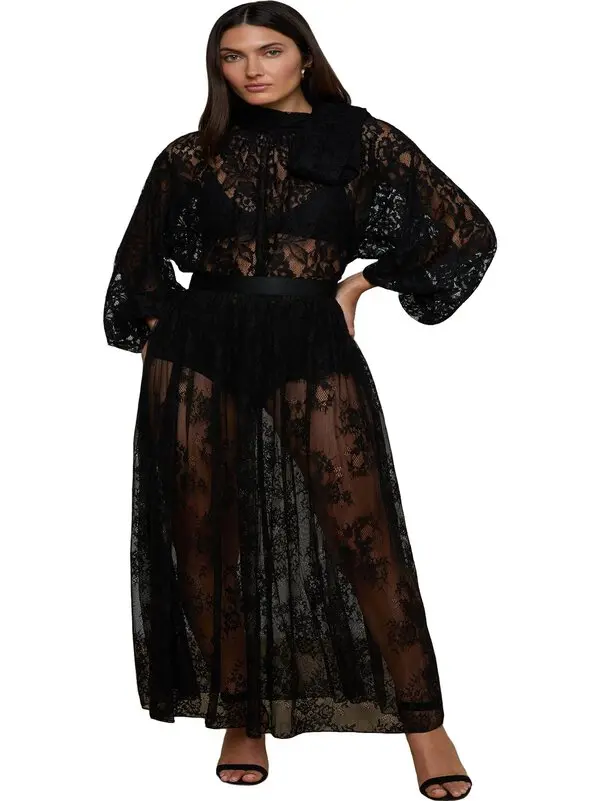 L'Agence Alona Lace Maxi Skirt - Black