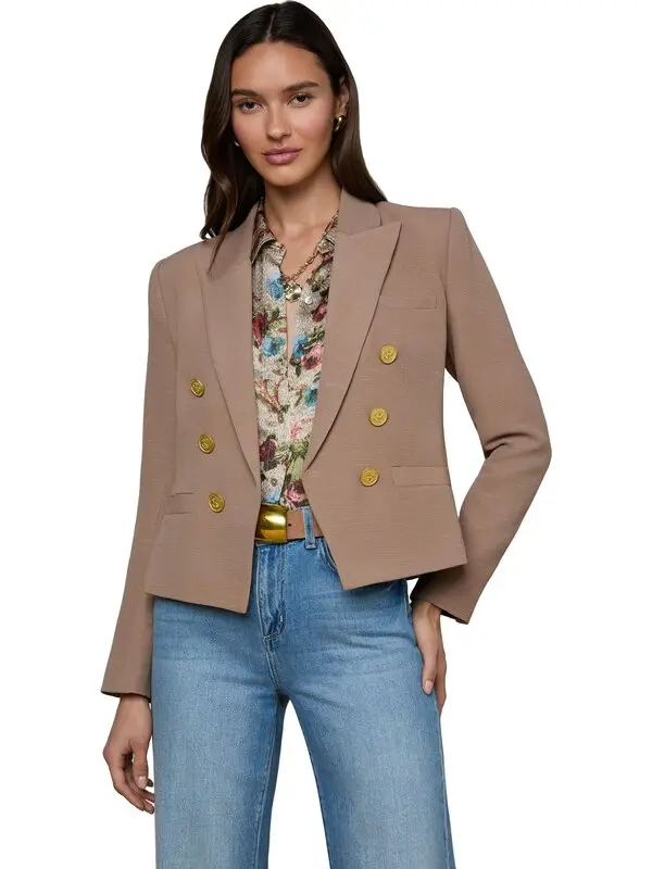 L'Agence Brooke Double Breasted Blazer - Portabella/multi Floral Tapestry