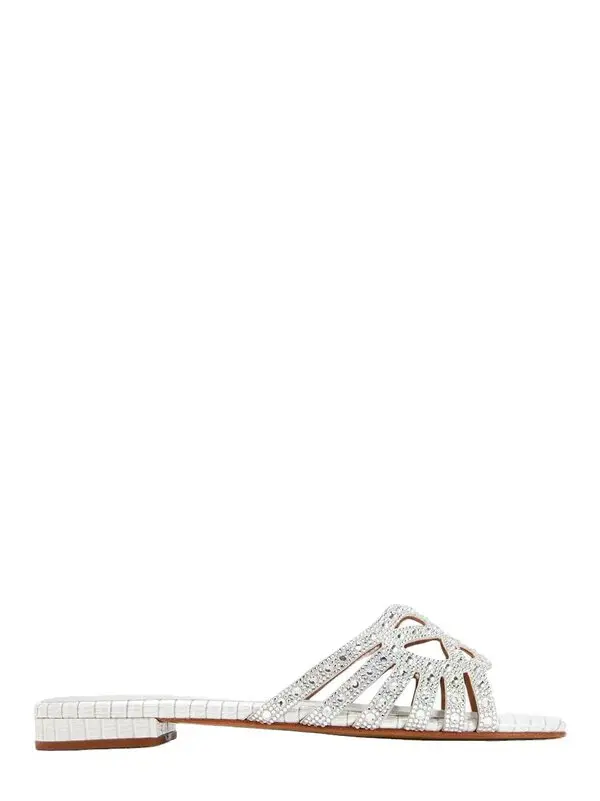 NICOLI Maddalena Rhinestone Embellished Sandals - White