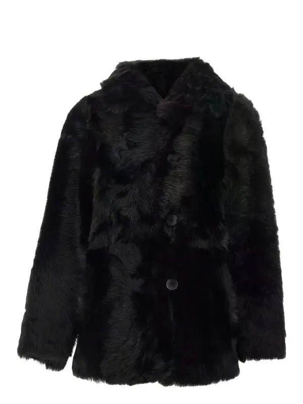 HISO Reversible Shearling Coat - Black