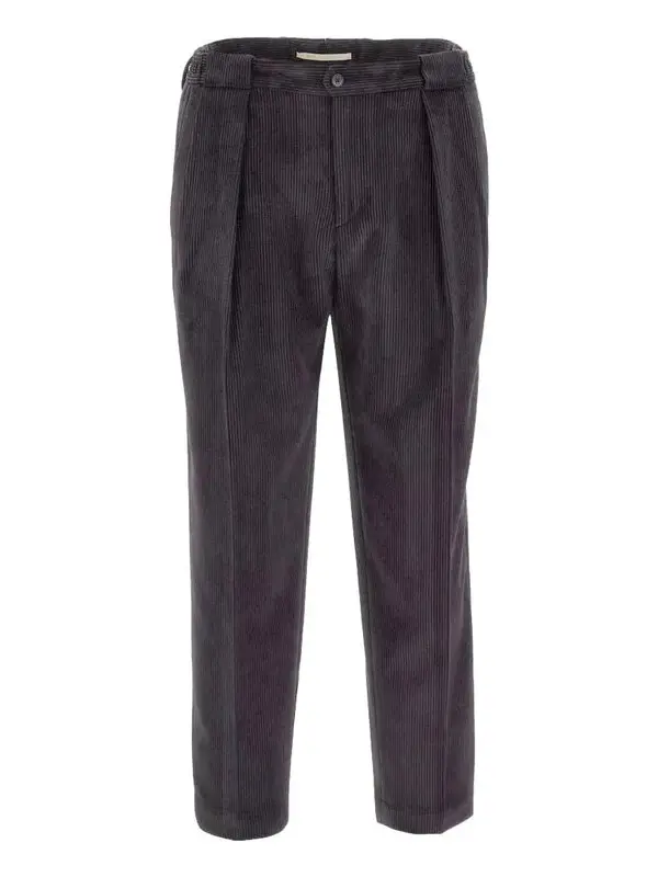 BRIGLIA 1949 Pleated Velvet Trousers - Grey