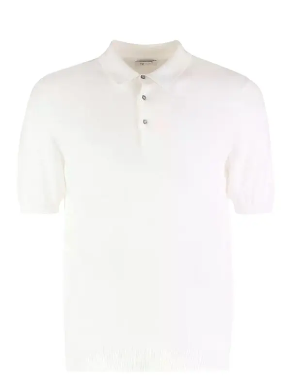 THE (ALPHABET) Cotton Polo Shirt - White