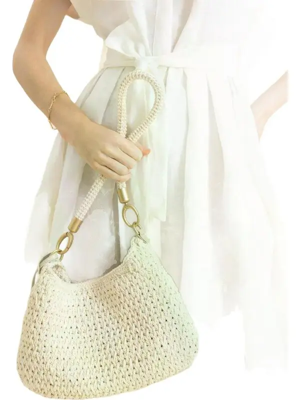 Eleventy Crochet Shoulder Bag - Neutrals