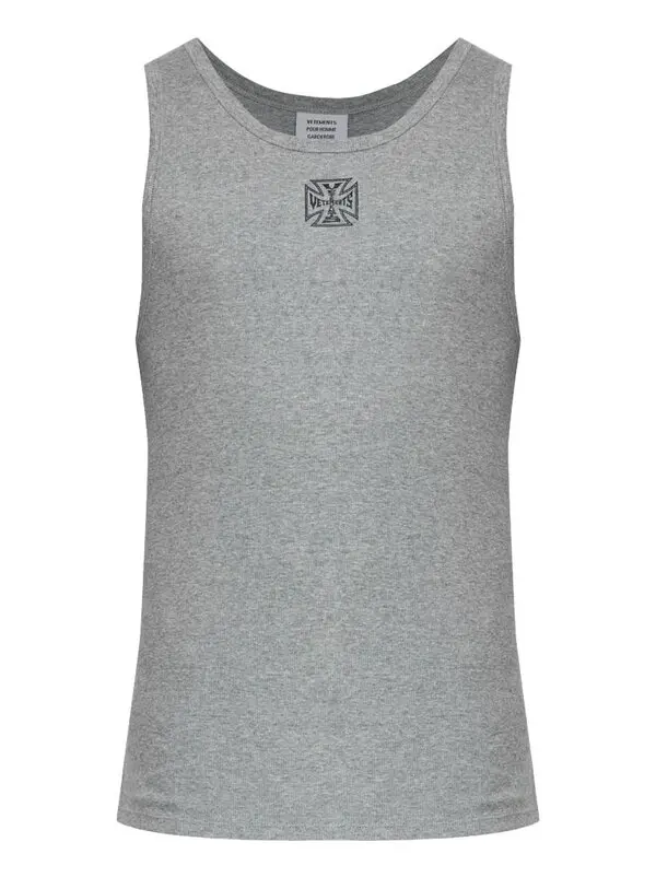 Vetements Biker Cross Logo Tanktop Grey Melange - Gray