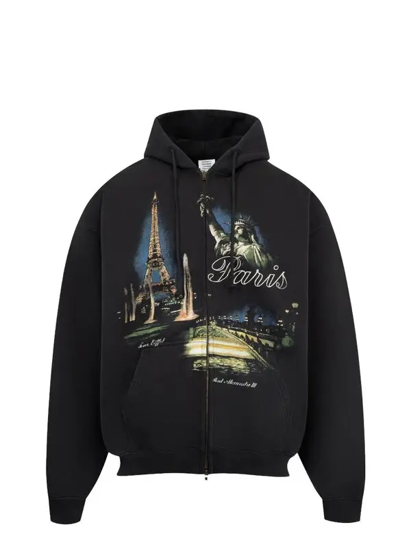 Vetements Paris Tourist Zip-up Hoodie - Black