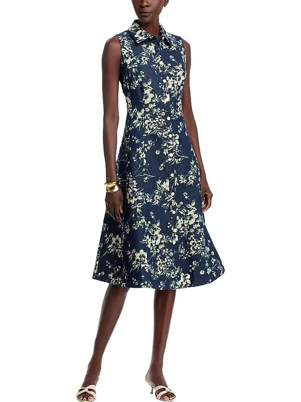 Elie Tahari The Gabby Denim Burnout Dress - Dark Denim