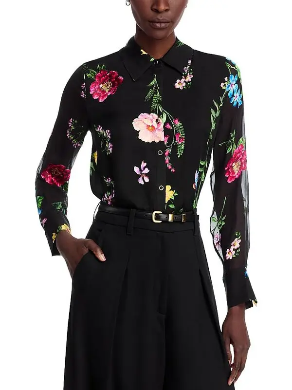 Elie Tahari Janice Floral Blouse - Noir Denim Garden