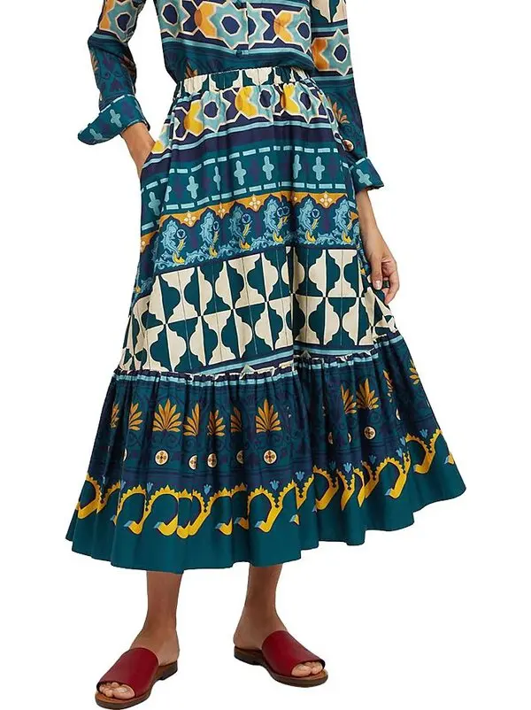 La DoubleJ Sunset Printed Skirt - Casareale Placee Emerald