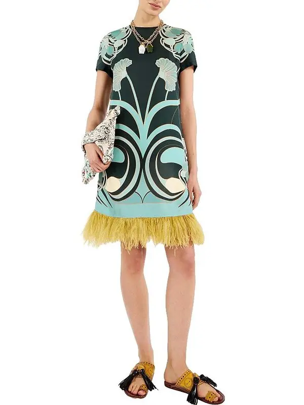La DoubleJ Mini Swing Dress - Blooming Tulip Placee Dark Green