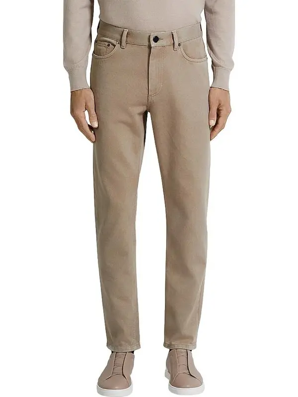 Zegna Roccia Slim Fit Cotton And Cashmere Pants - Light Taupe