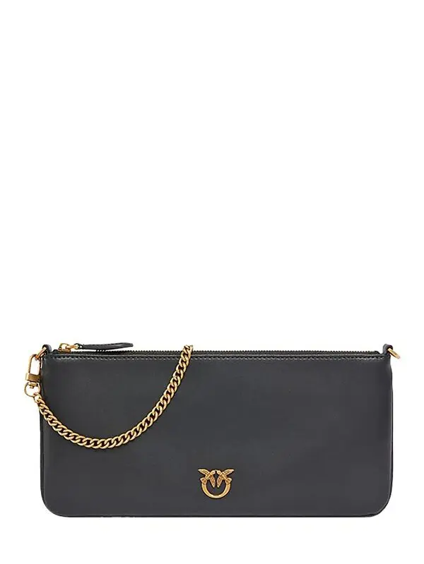 Pinko Leather Crossbody Bag - Black-antique Gold