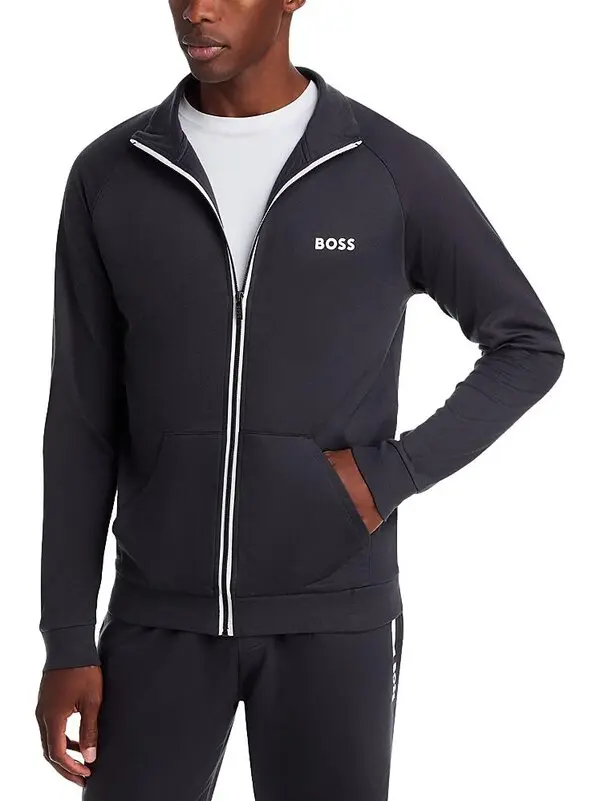 Hugo Boss Logo Zipper Jacket - Dark Grey