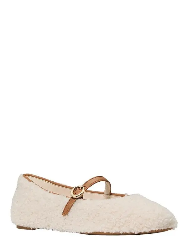 Kate Spade New York Halo Shearling Mary Jane Flats - Natural