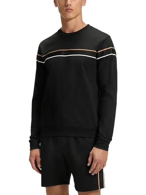 Hugo Boss Striped Cotton Sweatshirt - Black