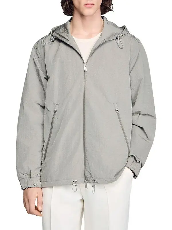 Sandro Technical Hooded Zipper Jacket - Aluminum
