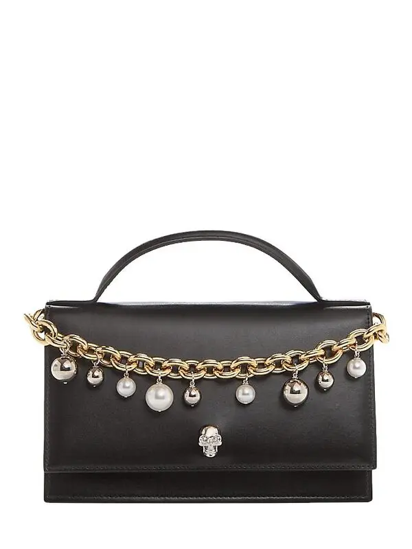 Alexander McQueen Top Handle Leather Skull Bag - Black