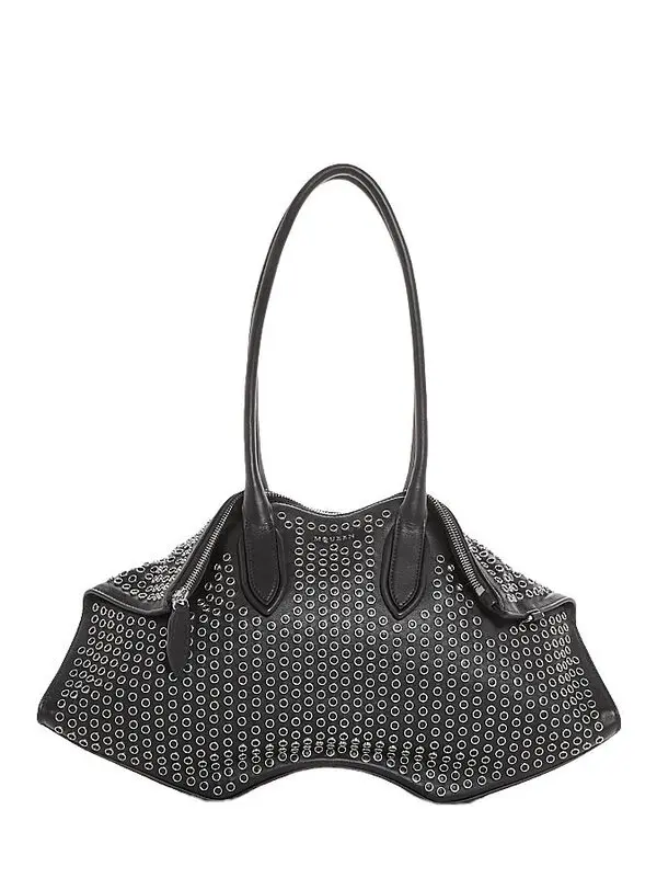 Alexander McQueen Leather Manta Bag With Eyelet Studs - Black