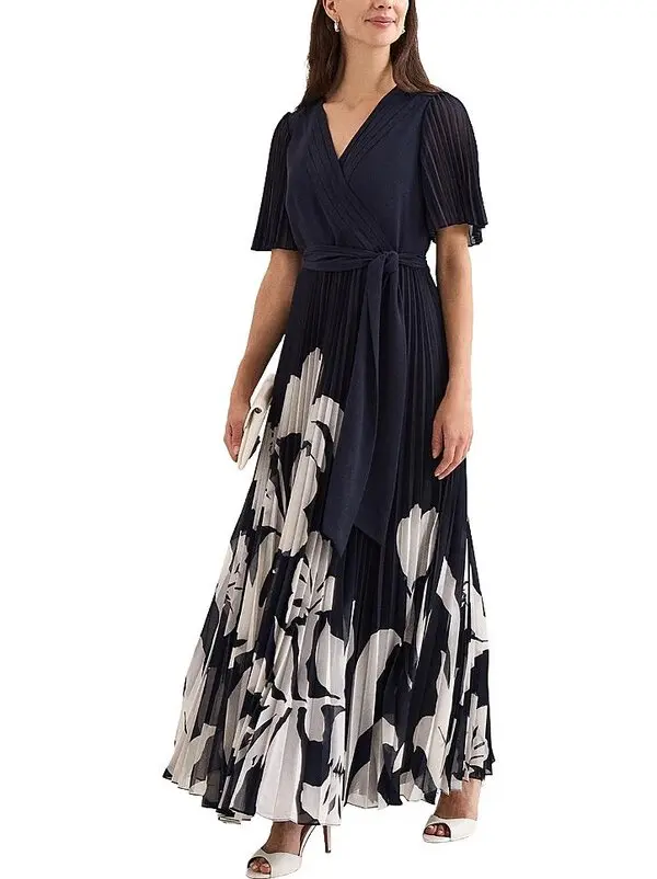 PHASE EIGHT Abigail Pleated Wrap Dress - Navy