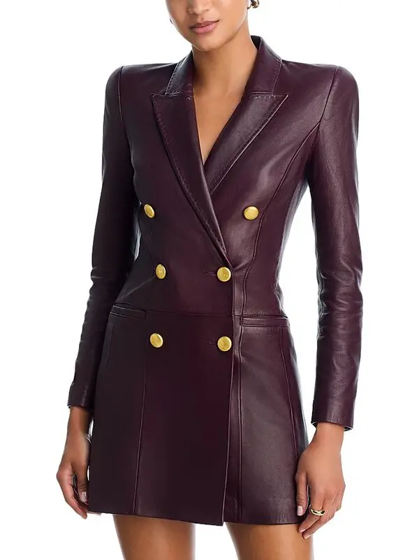 L'Agence Tora Double Breasted Tux Blazer Dress - Dark Malbec