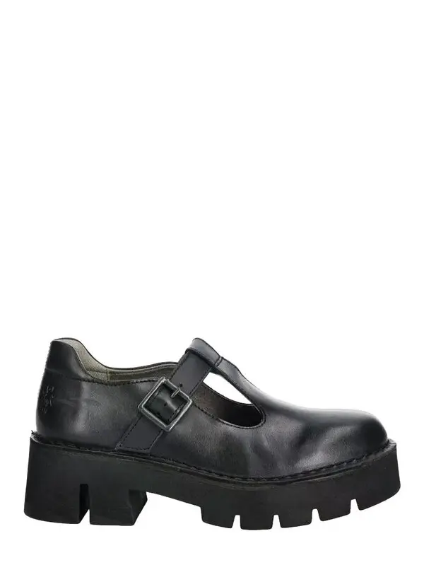 Fly London Buckle-strap Lug-sole Shoes - Black