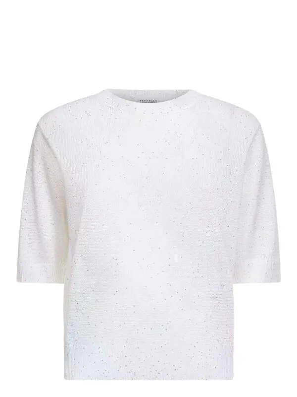Brunello Cucinelli Sequin-embellished T-shirt - White
