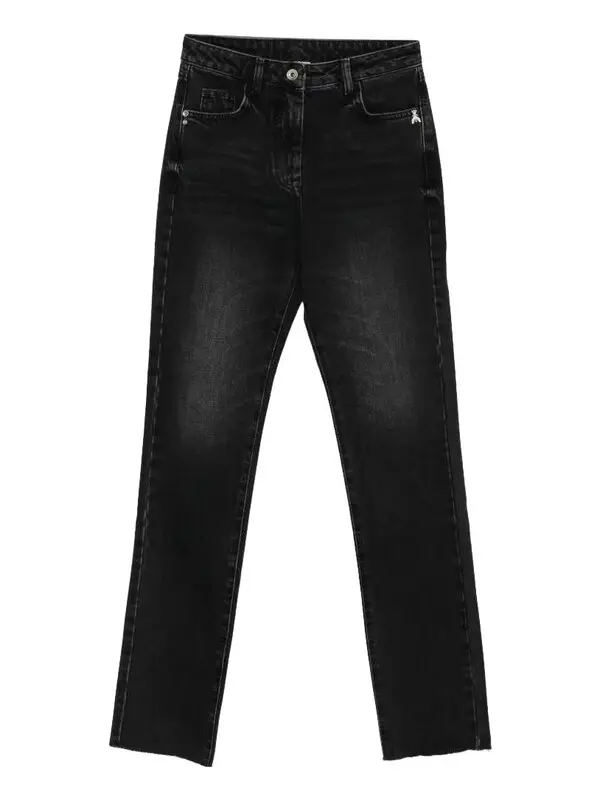 Patrizia Pepe Frayed Hem Regular Fit Jeans - Black
