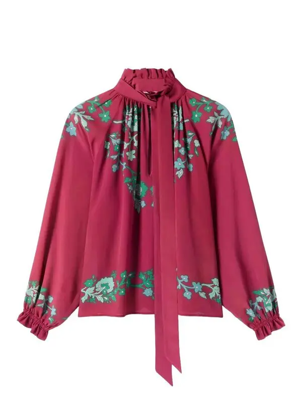 La DoubleJ Cerere Floral Ruffled Blouse - Red