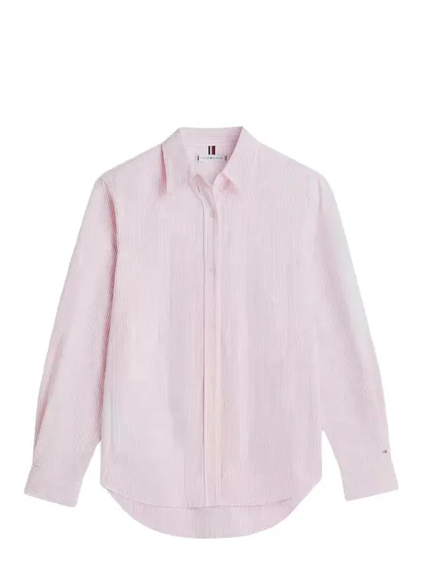 Tommy Hilfiger Striped-pattern Logo-embroidered Shirt - Pink