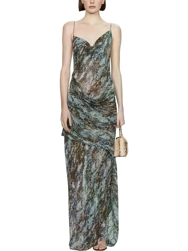 Christopher Esber Printed Cowl-neck Maxi Dress - Blue