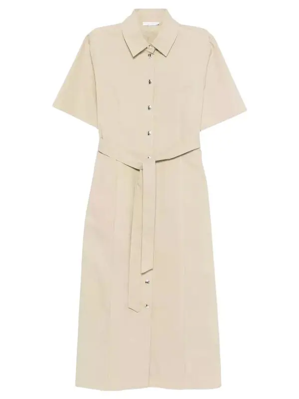 Patrizia Pepe Belted Midi Shirt Dress - Neutrals